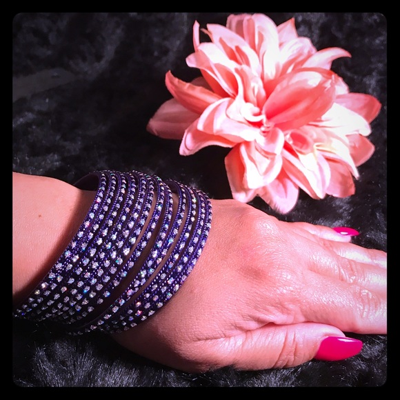 Jewelry | Glittered Purple Set Of 12 Bangles | Poshmark